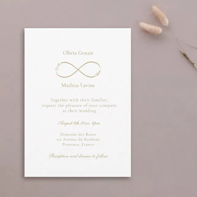 Infinity Love Monogram Elegant White Wedding Invitation | Zazzle