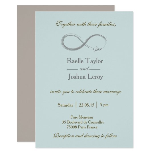 Infinity sign blue taupe gray wedding invitation | Zazzle.com