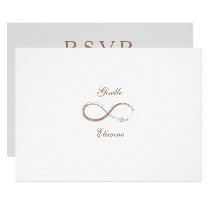 Infinity Sign Gold White Custom Name Wedding RSVP Invitation | Zazzle.com