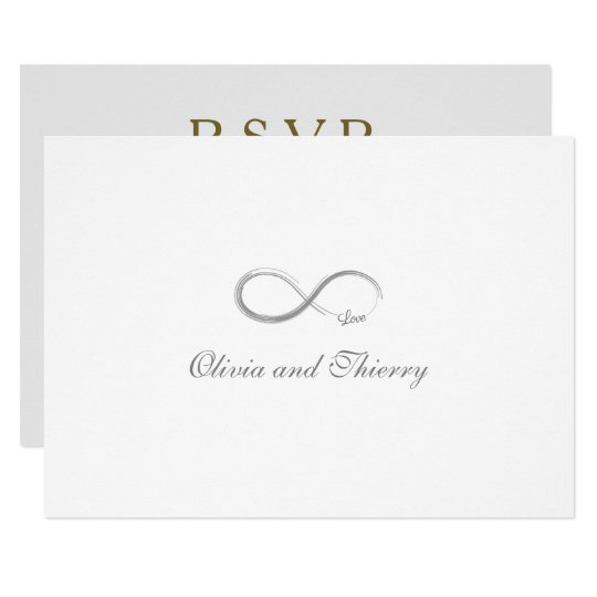 Infinity Sign Unique Gray Gold White Wedding RSVP Invitation | Zazzle.com