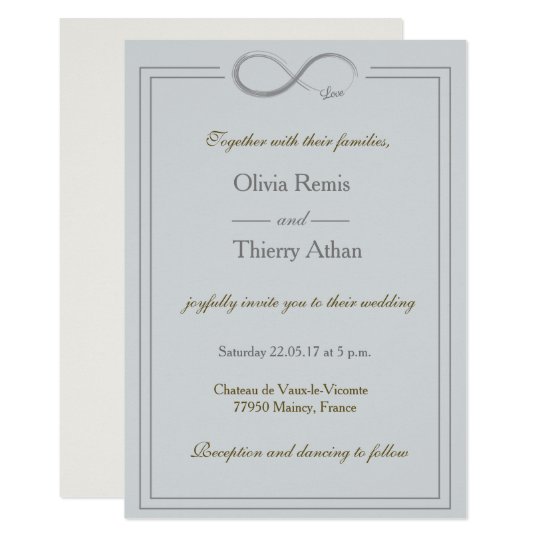 Infinity sign unique light blue gold gray wedding invitation | Zazzle.com