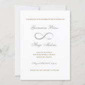 Infinity sign white gray gold elegant wedding invitation | Zazzle