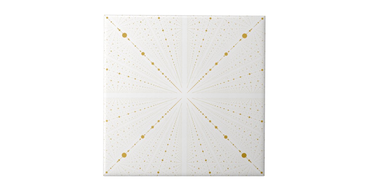 Infinity Space Dots 2 -White and Gold- Ceramic Tile | Zazzle
