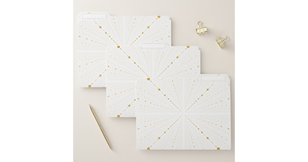Infinity Space Dots 2 -White and Gold- File Folder | Zazzle