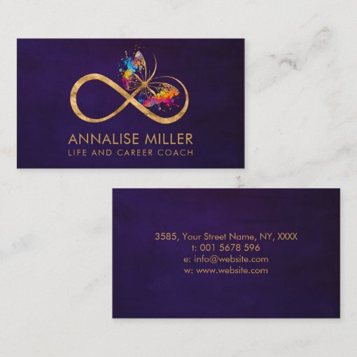 Infinity Symbol Butterfly Color Splatter Business Card | Zazzle