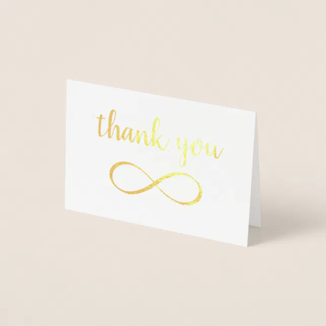 Infinity Symbol Calligraphy Thank You Foil Card | Zazzle