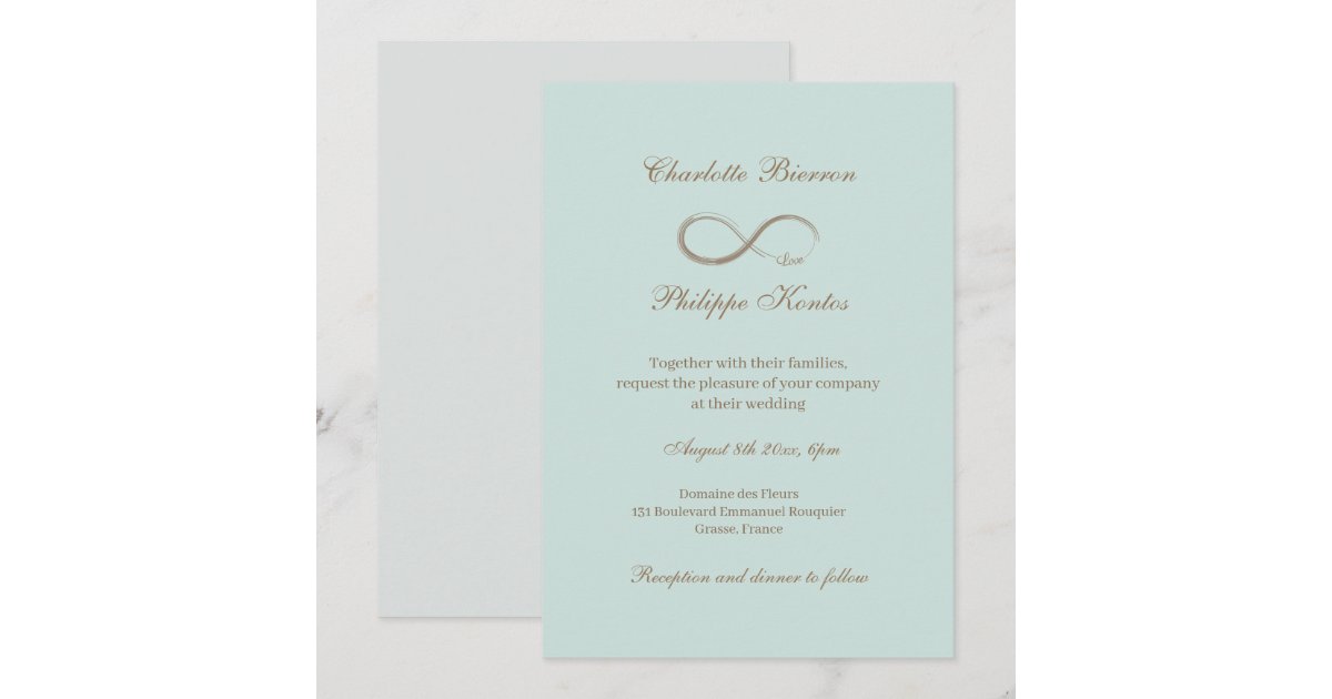 Infinity Symbol Elegant Gold Teal Wedding Invitation | Zazzle