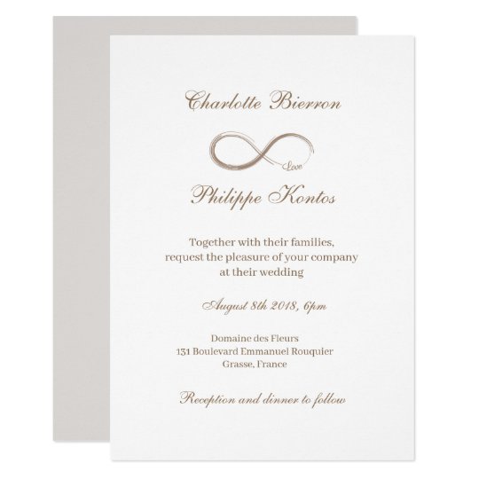 Infinity symbol Elegant Gold White Gray Wedding Invitation | Zazzle.com