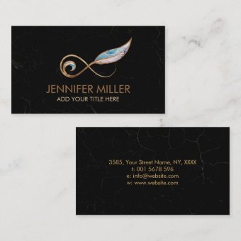 Infinity Symbol Feather - Gold and Ink Pastels Business Card | Zazzle