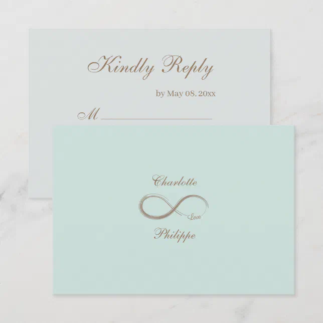 Infinity Symbol Gold Mint Gray Wedding RSVP Invitation | Zazzle