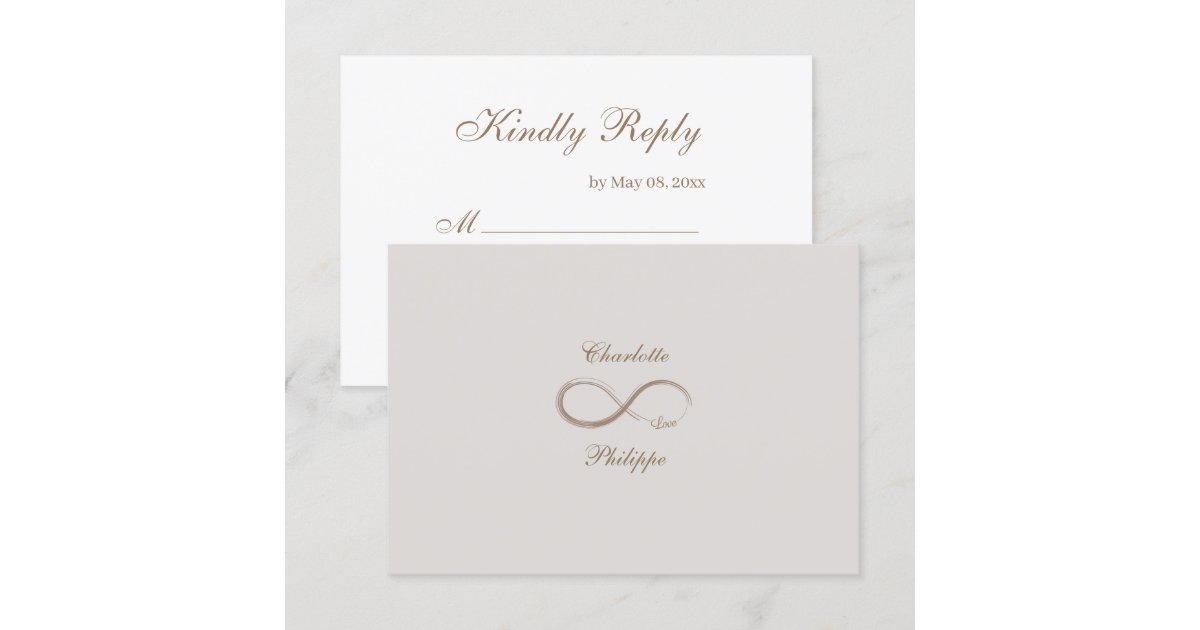 Infinity symbol Gold White Gray wedding RSVP Invitation | Zazzle