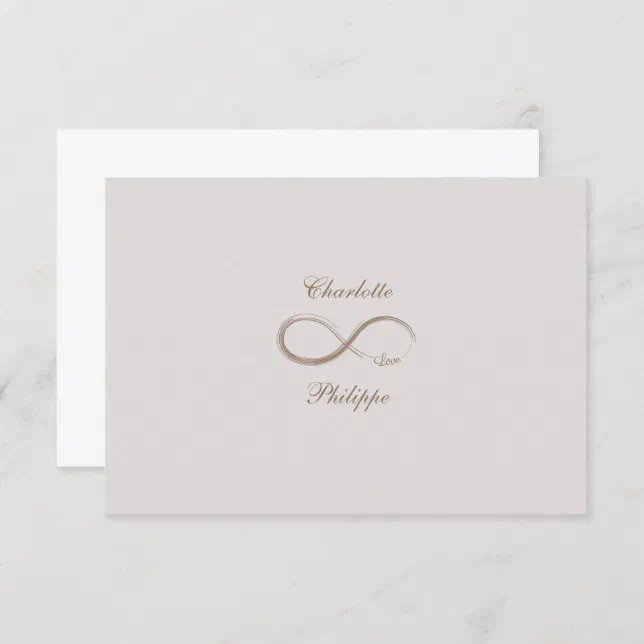 Infinity symbol Gold White Gray wedding RSVP Invitation | Zazzle