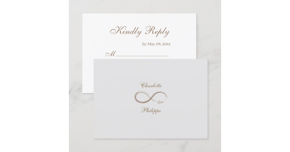 Infinity Symbol Gold White Gray Wedding RSVP Invitation | Zazzle