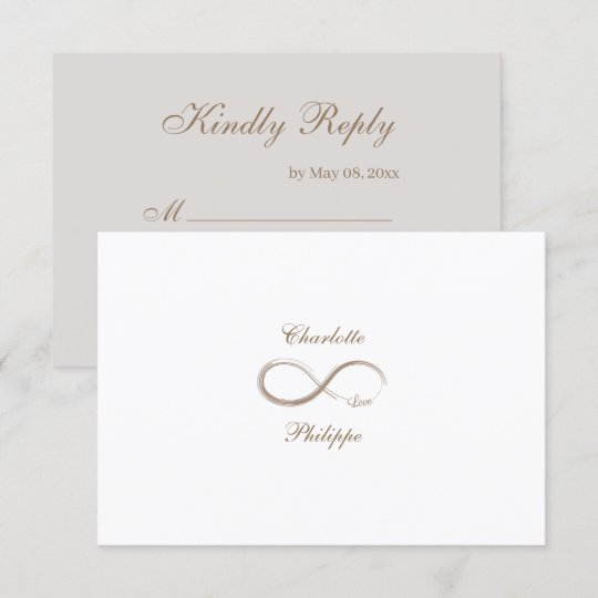 Infinity symbol Gold White Gray wedding RSVP Invitation | Zazzle.com