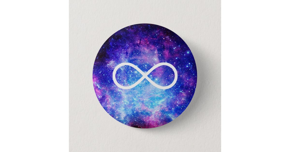 Infinity symbol nebula pinback button | Zazzle