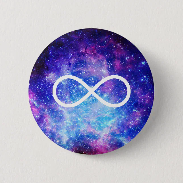 Infinity symbol nebula pinback button | Zazzle