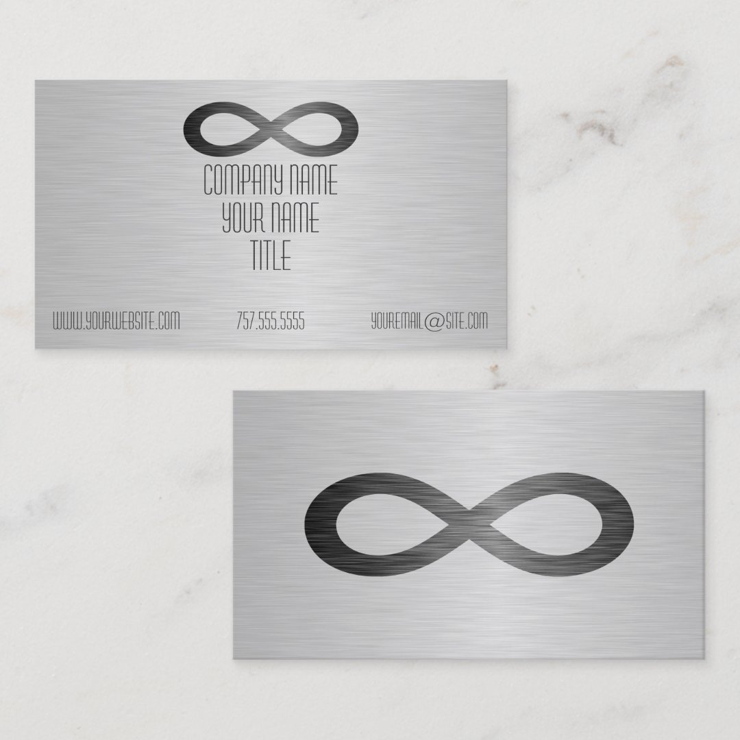 Infinity Symbol On Faux Metal Texture by STaylor Business Card | Zazzle
