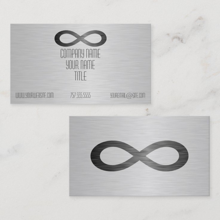 Infinity Symbol On Faux Metal Texture by STaylor Business Card | Zazzle