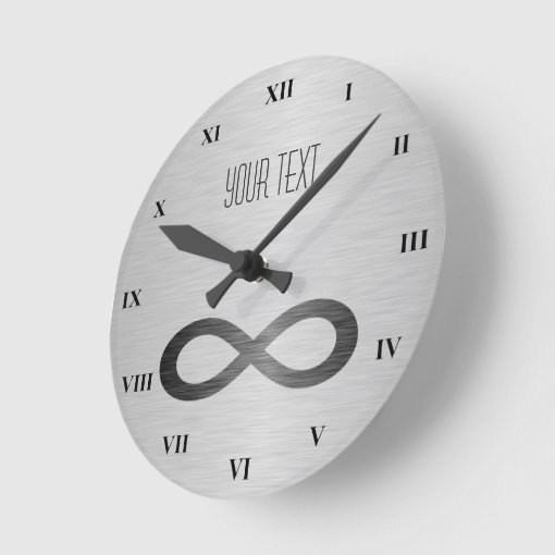 Infinity Symbol On Faux Metal Texture by STaylor Round Clock | Zazzle