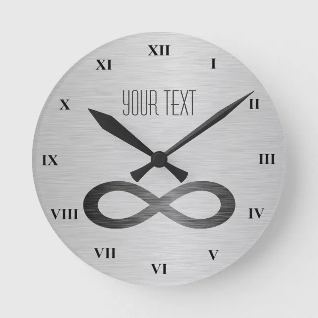 Infinity Symbol On Faux Metal Texture by STaylor Round Clock | Zazzle