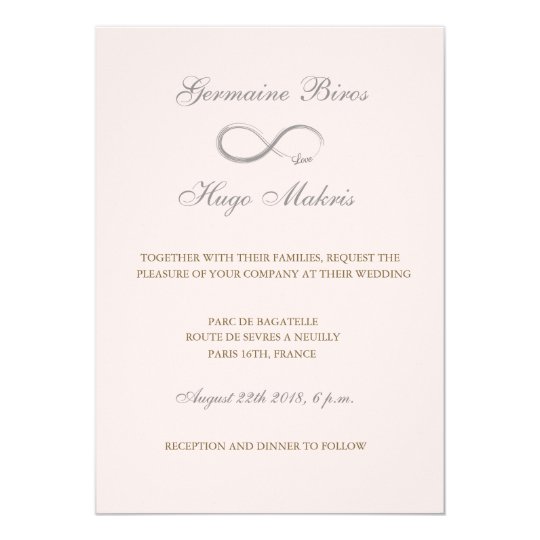 Infinity symbol pink gray gold elegant wedding invitation | Zazzle.com