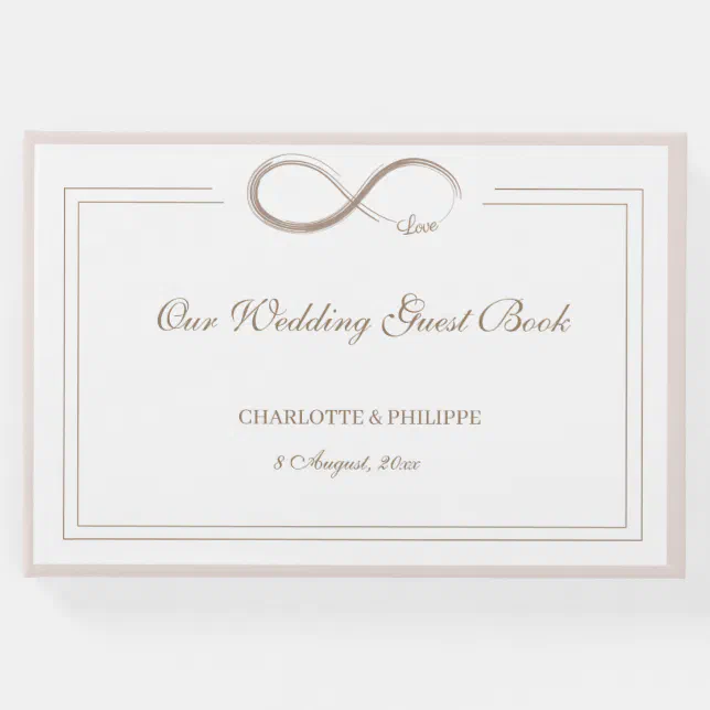 Infinity Symbol White Blush Pink Elegant Wedding Guest Book | Zazzle