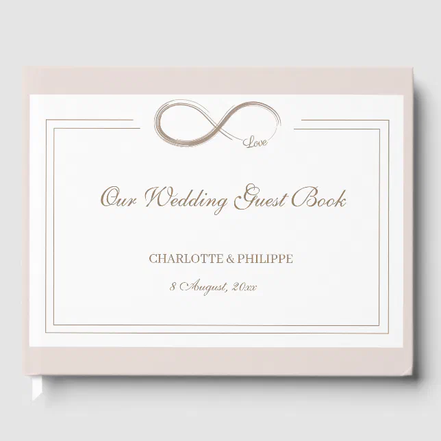 Infinity Symbol White Blush Pink Elegant Wedding Guest Book | Zazzle