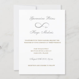 Infinity symbol white gray gold elegant wedding invitation | Zazzle