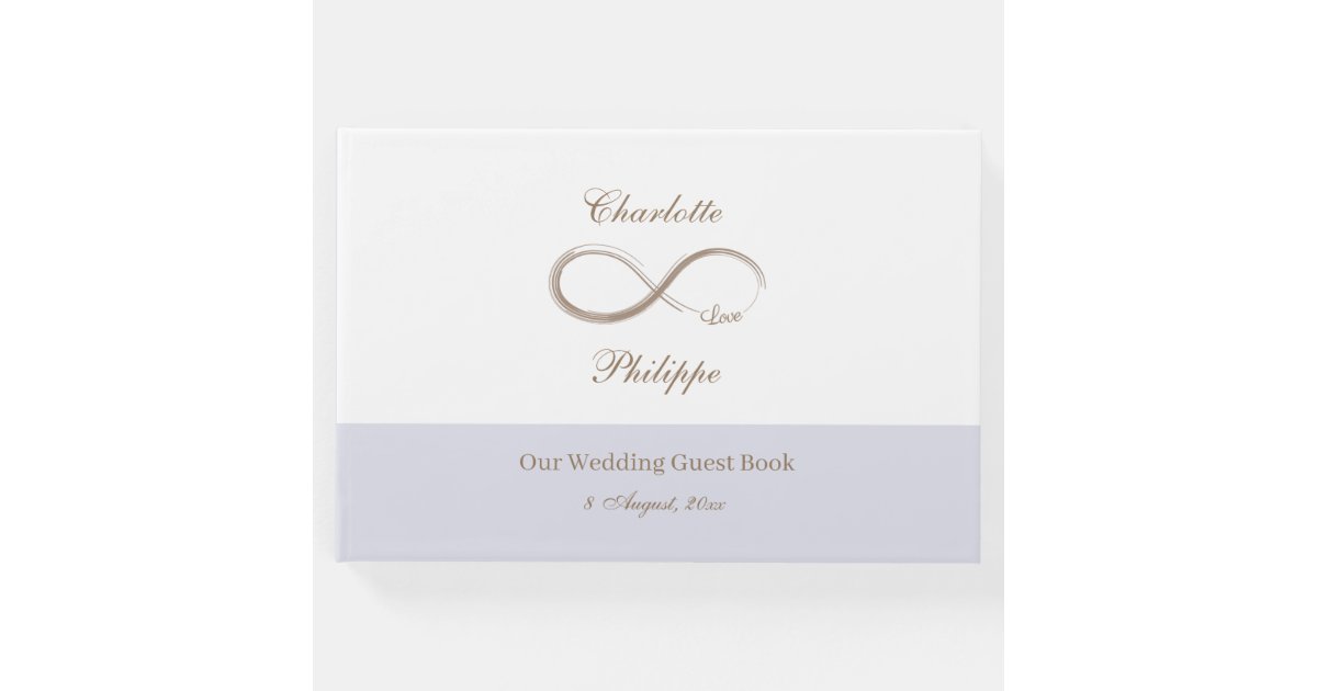 Infinity Symbol White Lilac Minimalist Wedding Guest Book | Zazzle