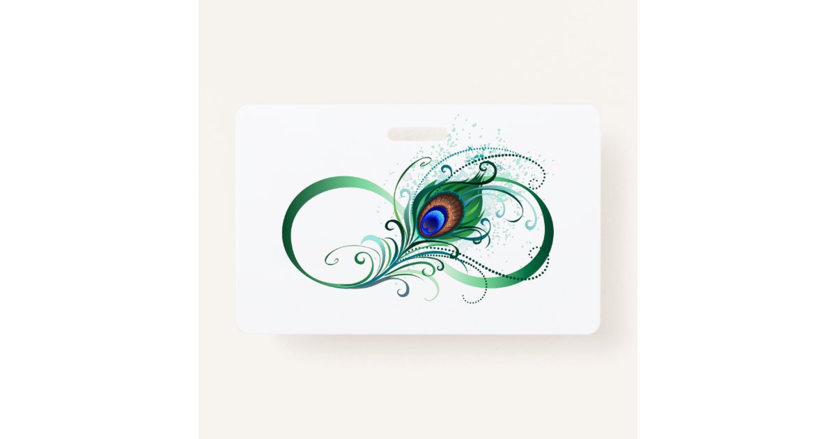 Infinity Symbol with Peacock Feather Badge | Zazzle