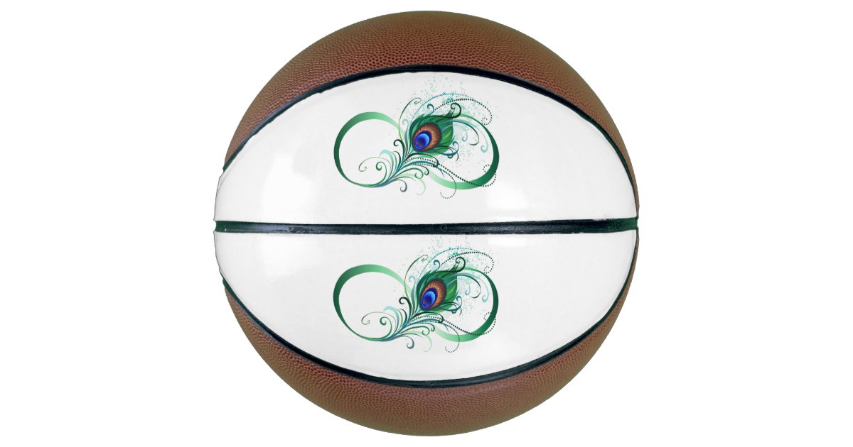 Infinity Symbol with Peacock Feather Basketball | Zazzle