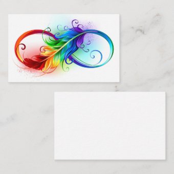 Infinity Symbol with Rainbow Feather Business Card | Zazzle