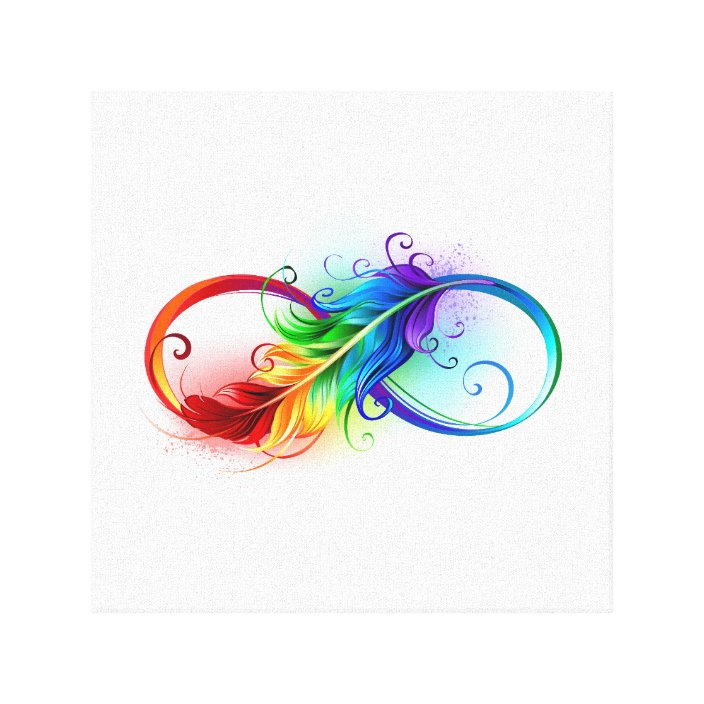 Infinity Symbol with Rainbow Feather Canvas Print | Zazzle.com