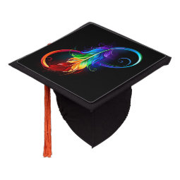 Infinity Symbol with Rainbow Feather Graduation Cap Topper | Zazzle
