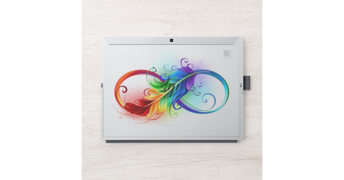 Infinity Symbol with Rainbow Feather HP Laptop Skin | Zazzle