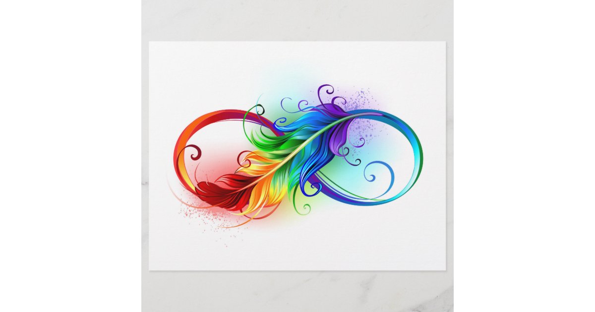 Infinity Symbol with Rainbow Feather Letterhead | Zazzle