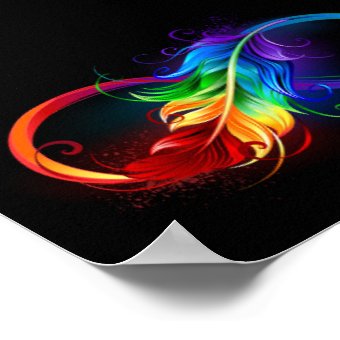 Infinity Symbol with Rainbow Feather Poster | Zazzle
