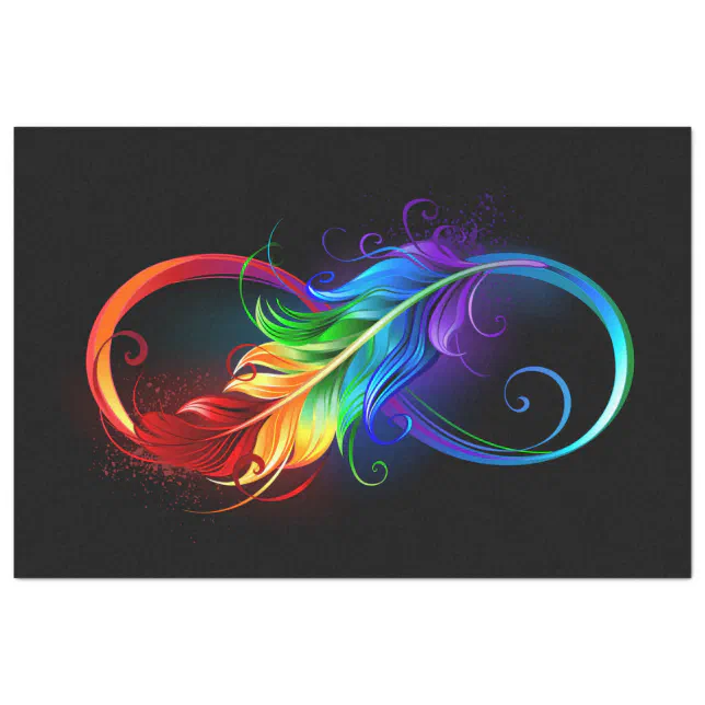 Infinity Symbol with Rainbow Feather Tissue Paper | Zazzle