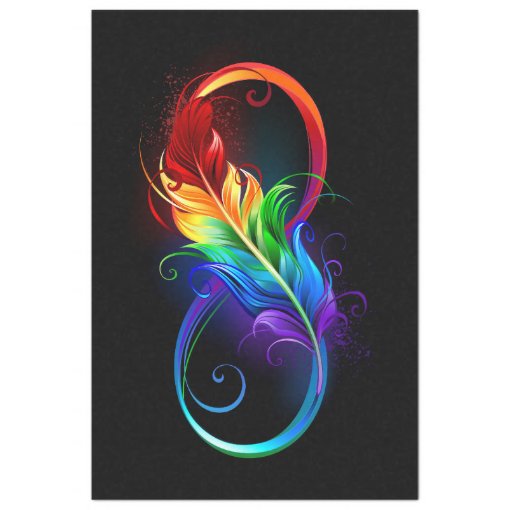 Infinity Symbol with Rainbow Feather Tissue Paper | Zazzle
