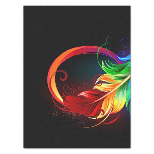 Infinity Symbol with Rainbow Feather Tissue Paper | Zazzle