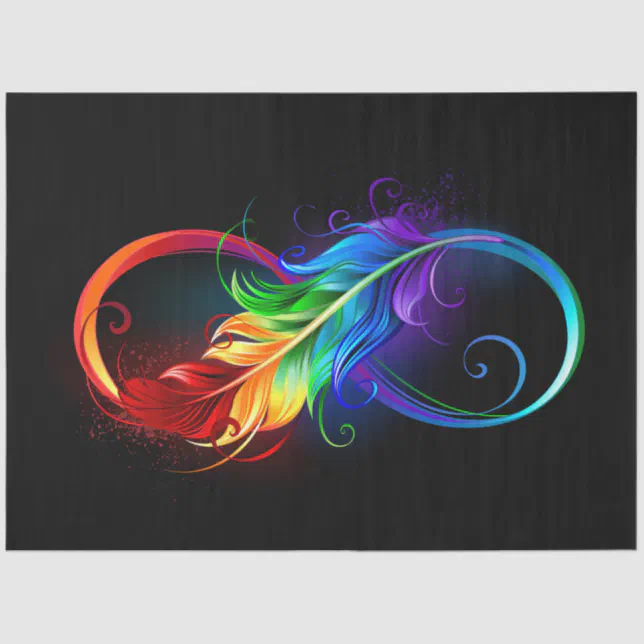 Infinity Symbol with Rainbow Feather Tissue Paper | Zazzle