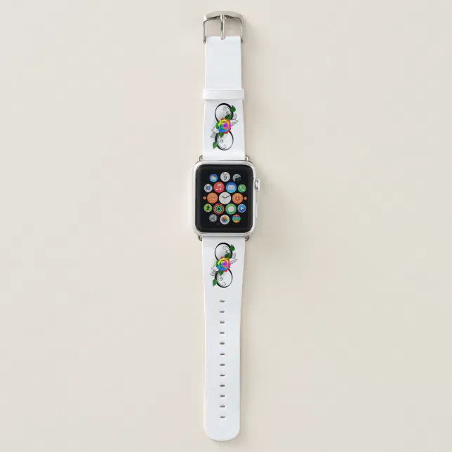 Infinity Symbol with Rainbow Rose Apple Watch Band | Zazzle