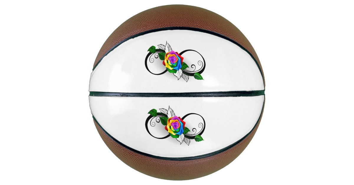 Infinity Symbol with Rainbow Rose Basketball | Zazzle
