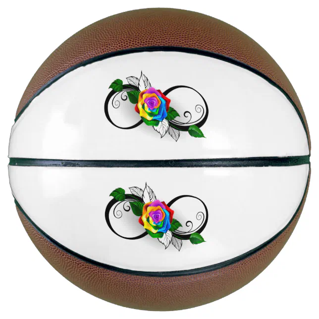 Infinity Symbol with Rainbow Rose Basketball | Zazzle