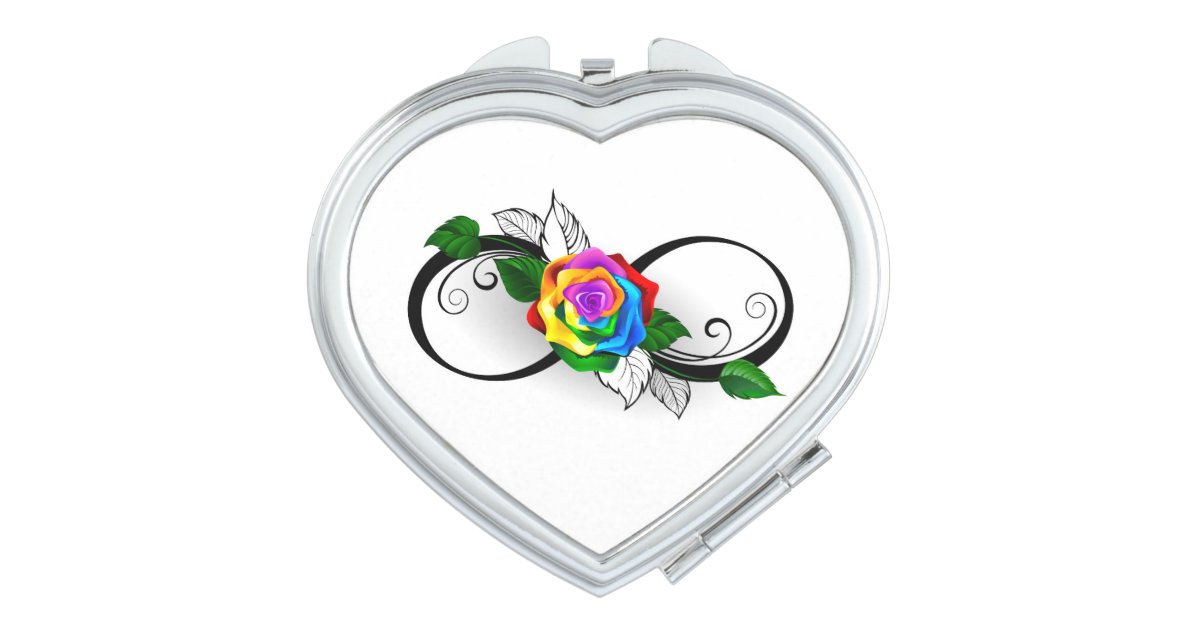 Infinity Symbol with Rainbow Rose Compact Mirror | Zazzle