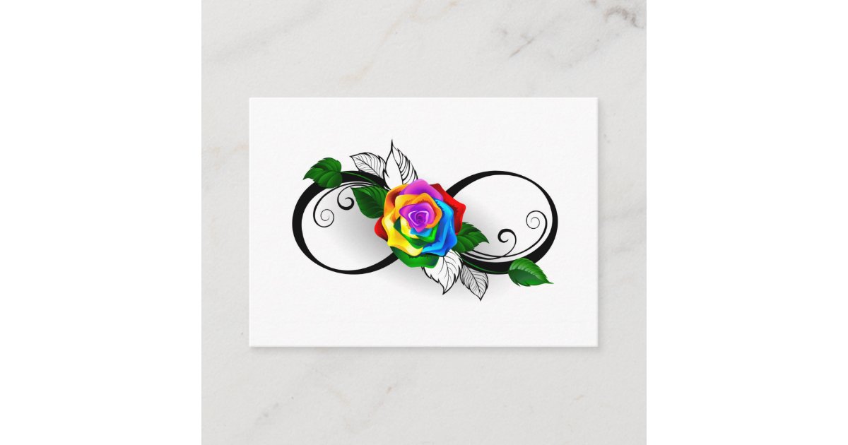 Infinity Symbol with Rainbow Rose Enclosure Card | Zazzle