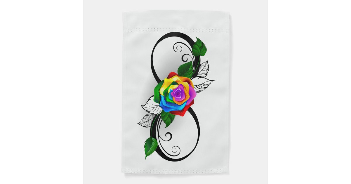 Infinity Symbol with Rainbow Rose Garden Flag | Zazzle