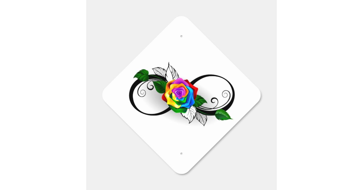Infinity Symbol with Rainbow Rose Metal Sign | Zazzle