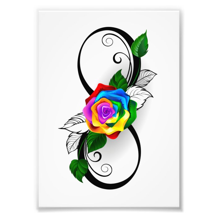 Infinity Symbol with Rainbow Rose Photo Print | Zazzle.com