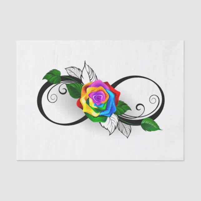 Infinity Symbol with Rainbow Rose Tissue Paper | Zazzle